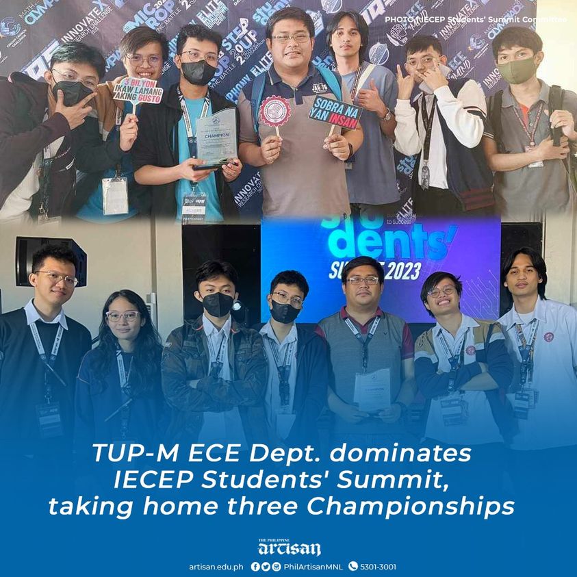 TUP-M ECE Dept. dominates IECEP Students' Summit, taking home three ...